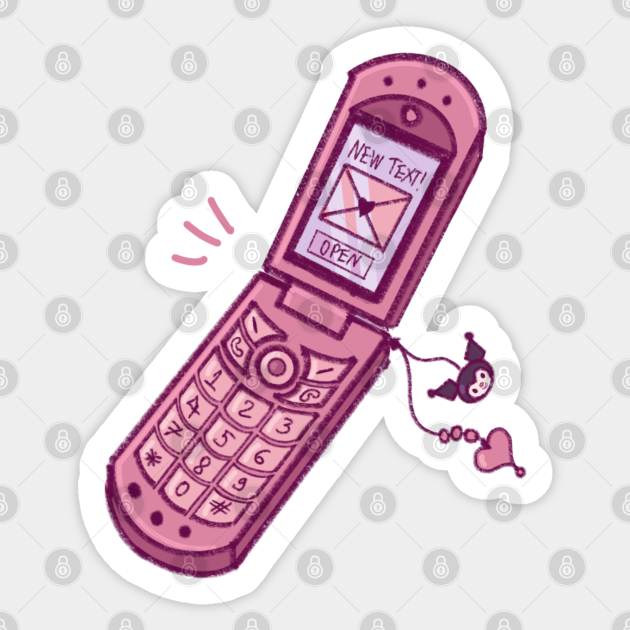 Y2k Flip Phone Pink Kawaii Phone Flip Phone Sticker Teepublic